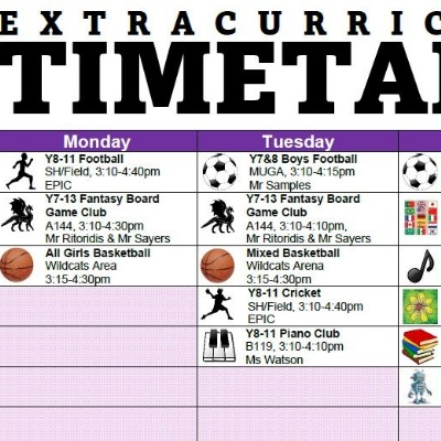Nottingham Secondary Academy - Exciting New Extra-Curricular Timetable ...